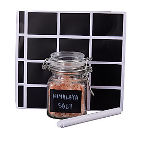 Oak & Steel 12 Pack 3.4oz Small Airtight Glass Spice Jars with Lids & Clip Top, 24 Labels & Chalk Pen - Square Bottles, Herb Jars, Mason Jars, Seasoning Containers