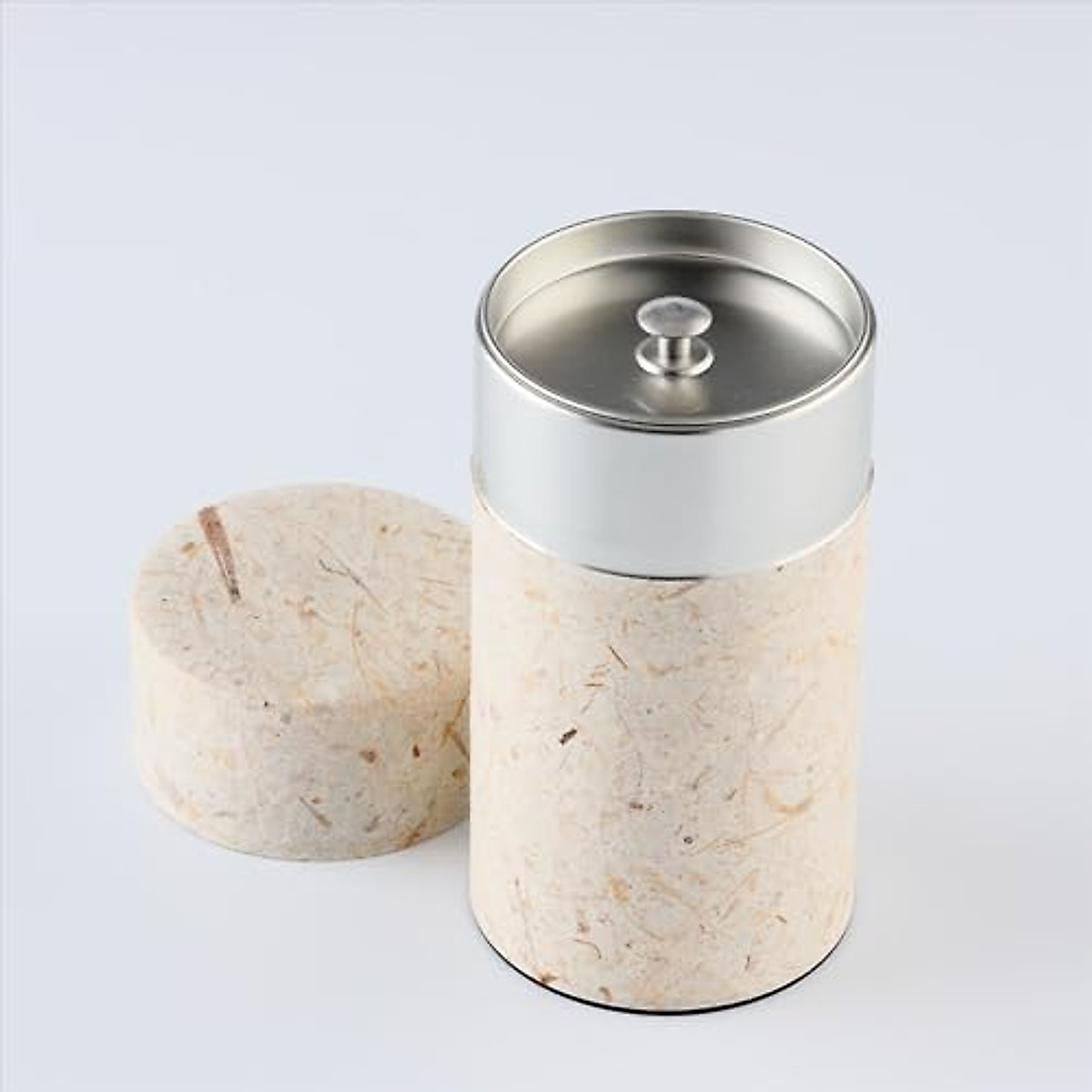 Product of Gifu Japan Japanese Mino Washi Paper Tea Tin Canister - Natural, Airtight Double Lids Storage Container