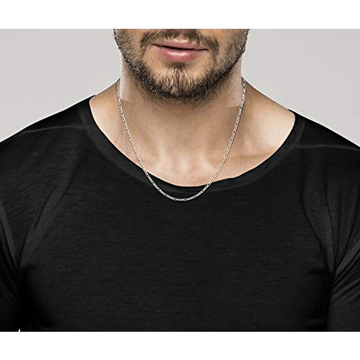 Miabella Solid 925 Sterling Silver Italian 2.3mm Diamond-Cut Figaro Link Chain Necklace for Women Men, Made in Italy (Length 20 Inches)