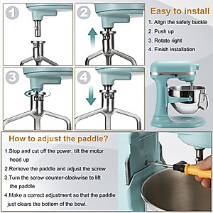 Flat Beater for KitchenAid 5-6 Quart Bowl-Lift Stand Mixer, Stainless Steel Paddle Attachments Fits for Kitchenaid Professional 5 Plus and 600 Seris Mixer, Mixing Accessories, Dishwasher Safe