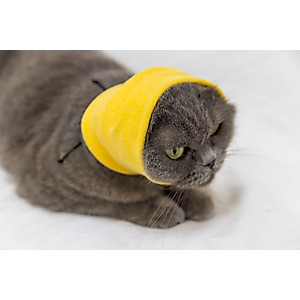 DDFS Cat Hematoma Ear Wrap,Cat No Flap Ear Wrap Anxiety & Stress Relief - No Flap Ear Wrap for Cats Yellow S