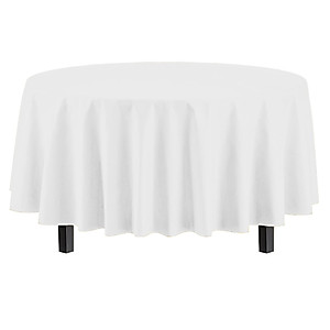 Exquisite 6-Pack Premium Plastic Tablecloth 84in. Round Plastic Table cover - White