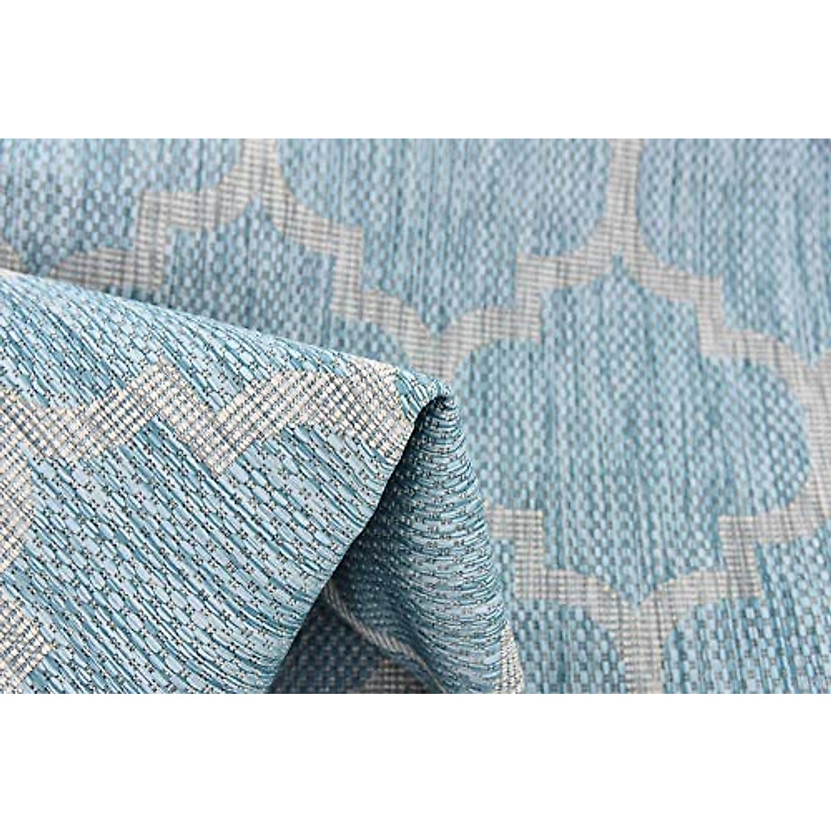 Unique Loom Outdoor Trellis Collection Area Rug (7' 1" x 10' Rectangle, Aquamarine/ Gray)