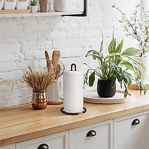 Paper Towel Holder Countertop, Black Paper Towel Holder Stand, Kitchen Paper Towels Holder Stand, Paper Towels Holder for Large Size Rolls by Bathth (Black)…