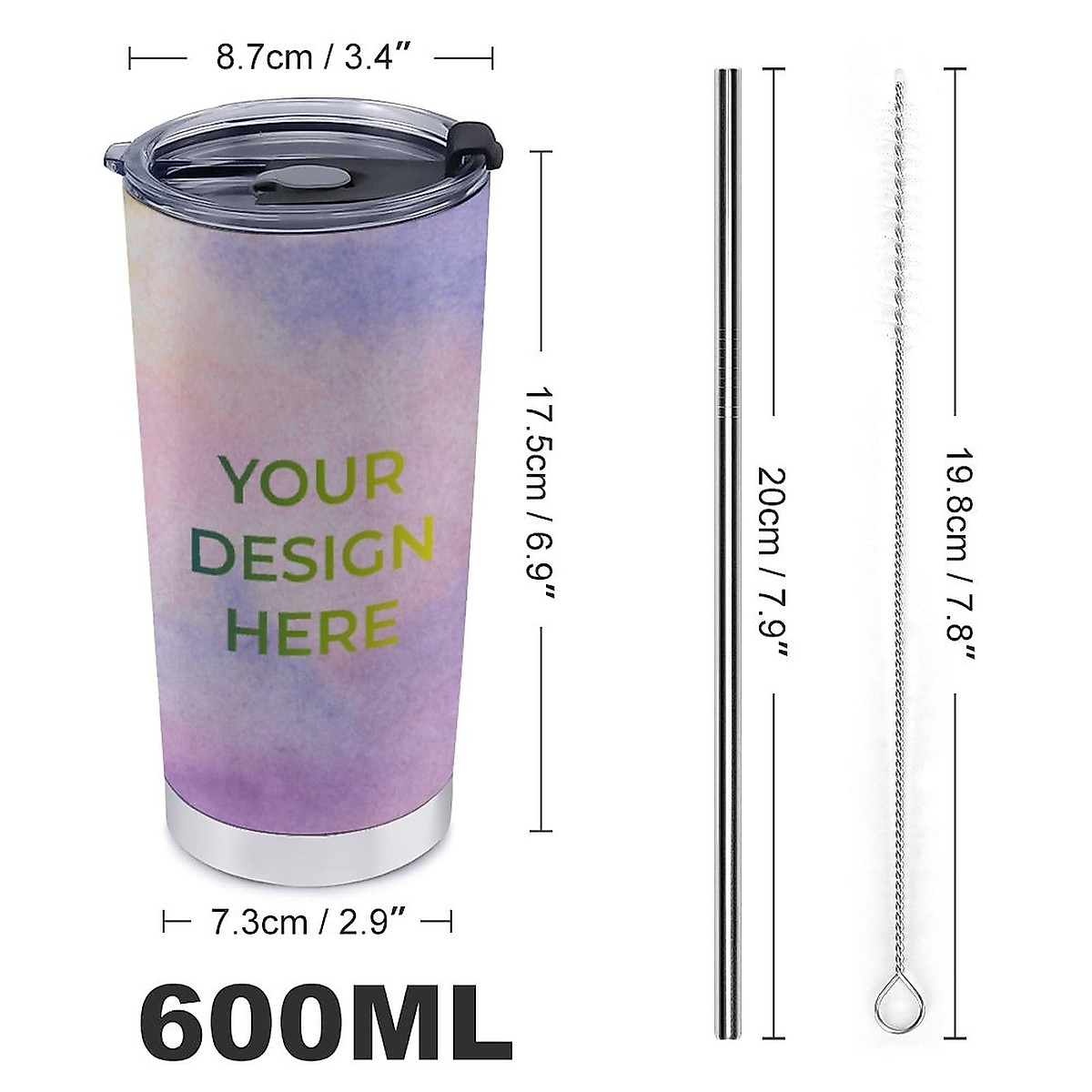 Personalized Stainless Steel Travel Mug Customized Bible Verse Scripture Quote Saying Coffee Cup Custom Insulated Tumbler with Lid Create Your Own Travel Tumbler for Home/Office/Party, 20oz