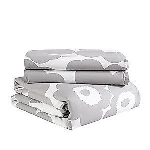 Marimekko - King Comforter Set, Cotton Bedding with Matching Shams, Lightweight Home Decor for All Seasons (Unikko Grey, King)