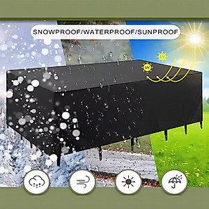 Patio Furniture Covers Waterproof, 75x39x30inch/LxWxH Heavy Duty Outdoor Table Covers Waterproof Rectangle, Sectional Sofa Couch Set Covers for Winter, Table Chair Cover Outside Black