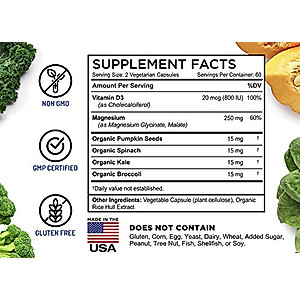 FarmHaven Magnesium Glycinate & Malate Complex w/Vitamin D3, 100% Chelated for Max Absorption, Vegan – Bone Health, Nerves, Muscles, 120 Capsules, 60 Days