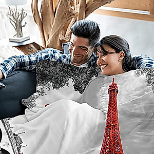 City Landmark Paris Eiffel Tower Personalized Name Soft Fleece Bed Blankets Throws as Birthday Wedding Gifts for Sofa Couch 50'' x 60''