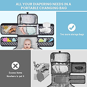 Portable Changing Pad, Waterproof Baby Changing Pad with 4 Storage Pockets, Detachable & Portable Diaper Changing Pad Newborn Baby Essentials, Travel Changing Pad for Baby Shower Gifts
