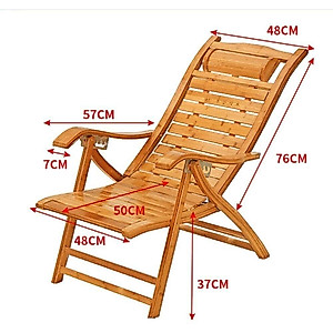 Sun Lounger Patio Reclining Chairs Loungers Camping Chairs Reclining Bamboo Bed Adjustable in 6 Positions Folding Deckchair with Ergonomic Curved Headrest Portable Deckchair for Balcony On The Patio,