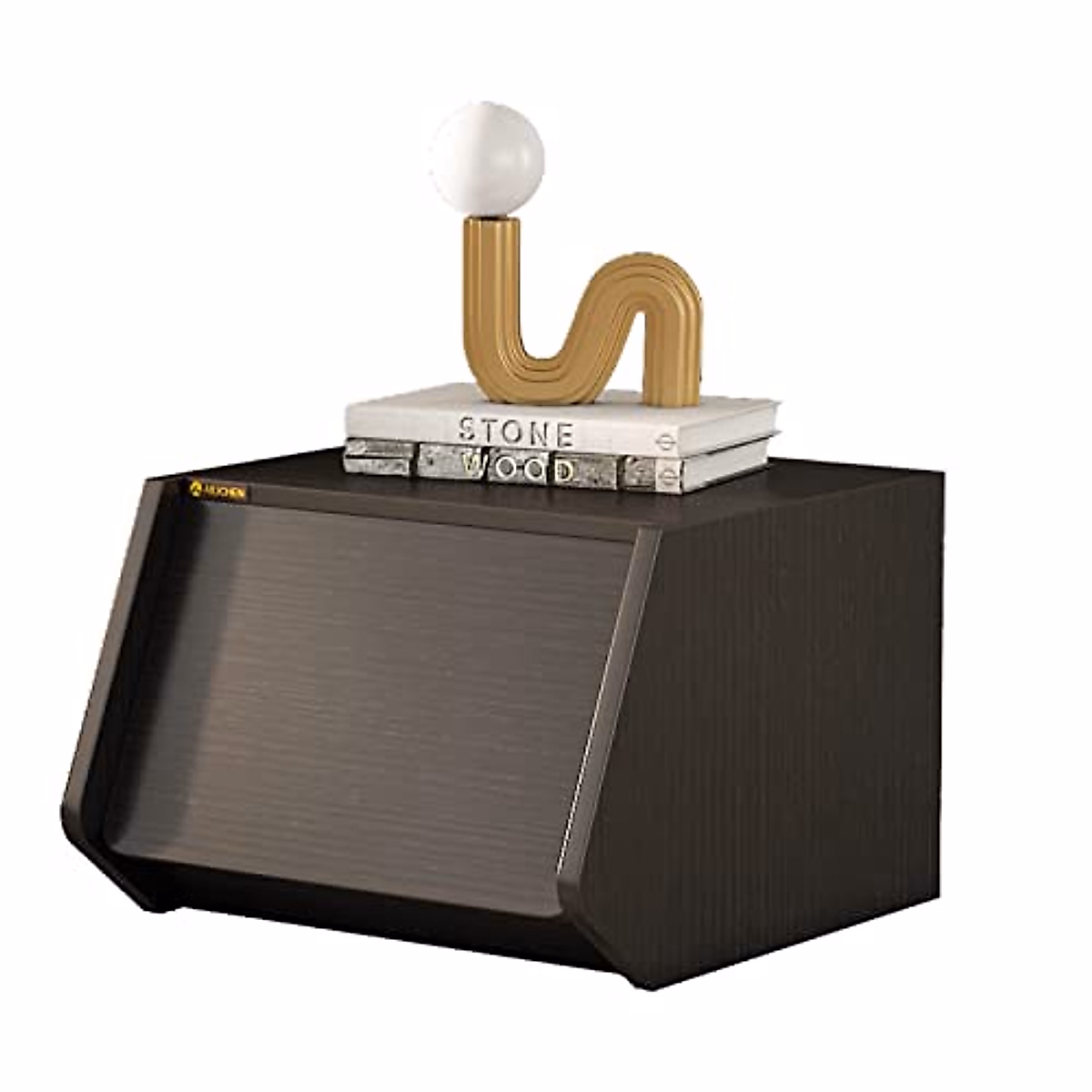 ALISENED Wooden Stackable Storage Box with Drawers, Small Mordern Storage Bookcase Bin, Storage Organizer Stackable Cubles for Home Books Clothes Toy. Wood Display Box for Bedroom and Livingroom,black