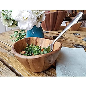 Lipper International Acacia 6 x 3 Wave Bowl Set of 4, 20 fl.oz., Brown