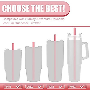 5pcs Replacement Straws for Stanley Adventure Travel Tumbler 40oz, Silicone Straw with Cleaning Brush Reusable Straws for Stanley IceFlow Tumbler Stanley Flip Straw Tumbler (Pink)