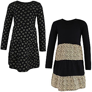 Hudson Baby Infant and Toddler Girl Cotton Dresses, Leopard Gold Heart, 6-9 Months