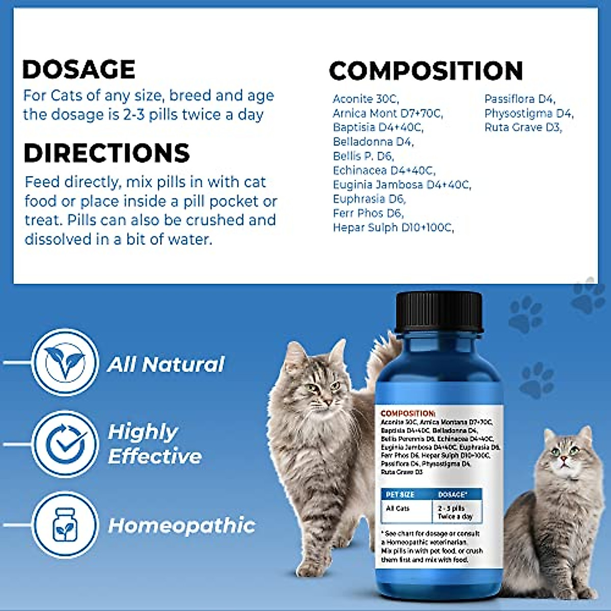Eye Care and Vision Support for Cats - Holistic Kitten Eye Infection Treatment Helps with Conjunctivitis, Swelling, Discharge and More - 450 ct. Easy to Use Pills Relieve the Cat Eye Drops Struggle