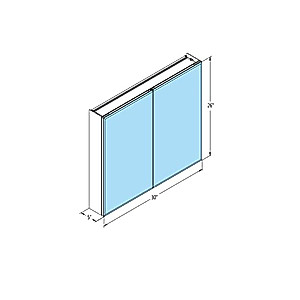 AOOCOW Bathroom Medicine Cabinet with Mirror Double Doors, 30"×26" Aluminum Bathroom Medicine Cabinet with Adjustable Glass Shelves, Bathroom Medicine Cabinet with Storage Recess or Surface Mount