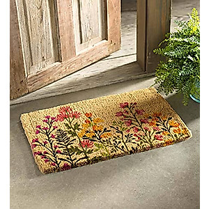 Vivaterra Spring Garden Coir Door Mat, 30" W x 18" D x 1" H, Natural Coir Entrance Doormat, Thick for Outdoor, Entry, Patio, Front Door Mat, Cheery Eco-Friendly Welcome Mat