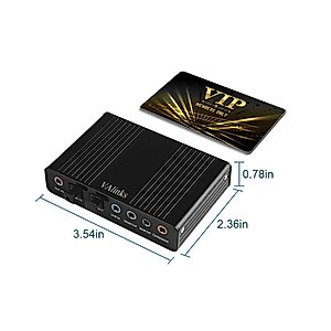 VAlinks USB 2.0 External Sound Card 6 Channel 5.1 Surround Optical S/PDIF Audio Sound Card Adapter for PC Laptop Recording Compatible with Windows 10/8 / 7/ XP