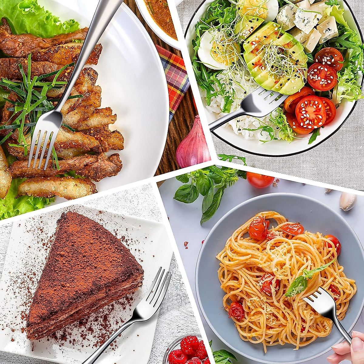 Jeffbaubl 24 PCS Dinner Forks, Stainless Steel Forks Silverware, Food Grade Table Forks, Silverware Forks Use for Home Kitchen Restaurant, Mirror Finish & Dishwasher Safe,8 Inch