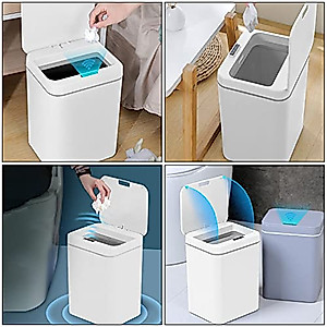 Baluue Intelligent Inductive Trash Can- Electric Contactless Garbage Can with Automatic Open Close Lid, 16Liter Rechargeable Automatic Induction Dustbin for Kitchen Home Office Bedroom (White)