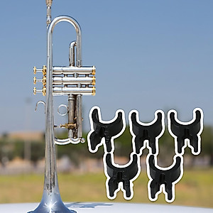 Lovermusic Black 2.3x1.8cm ABS French Horn Pencil Clip Trumpet Pen Clip Holder Musical Instruments Pack of 5