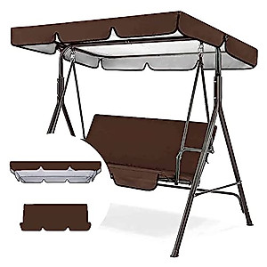 Sun Shade Patio Swing Cushion Cover Waterproof UV Resistant 210D Oxford Cloth Furniture Protector Garden Seater Replacement Top Cover for 2/3 Person Swing 22.6.21