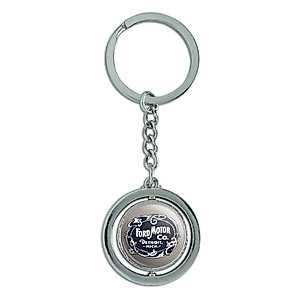 GRAPHICS & MORE Ford Motor Company Vintage Logo Keychain Spinning Round Chrome Plated Metal
