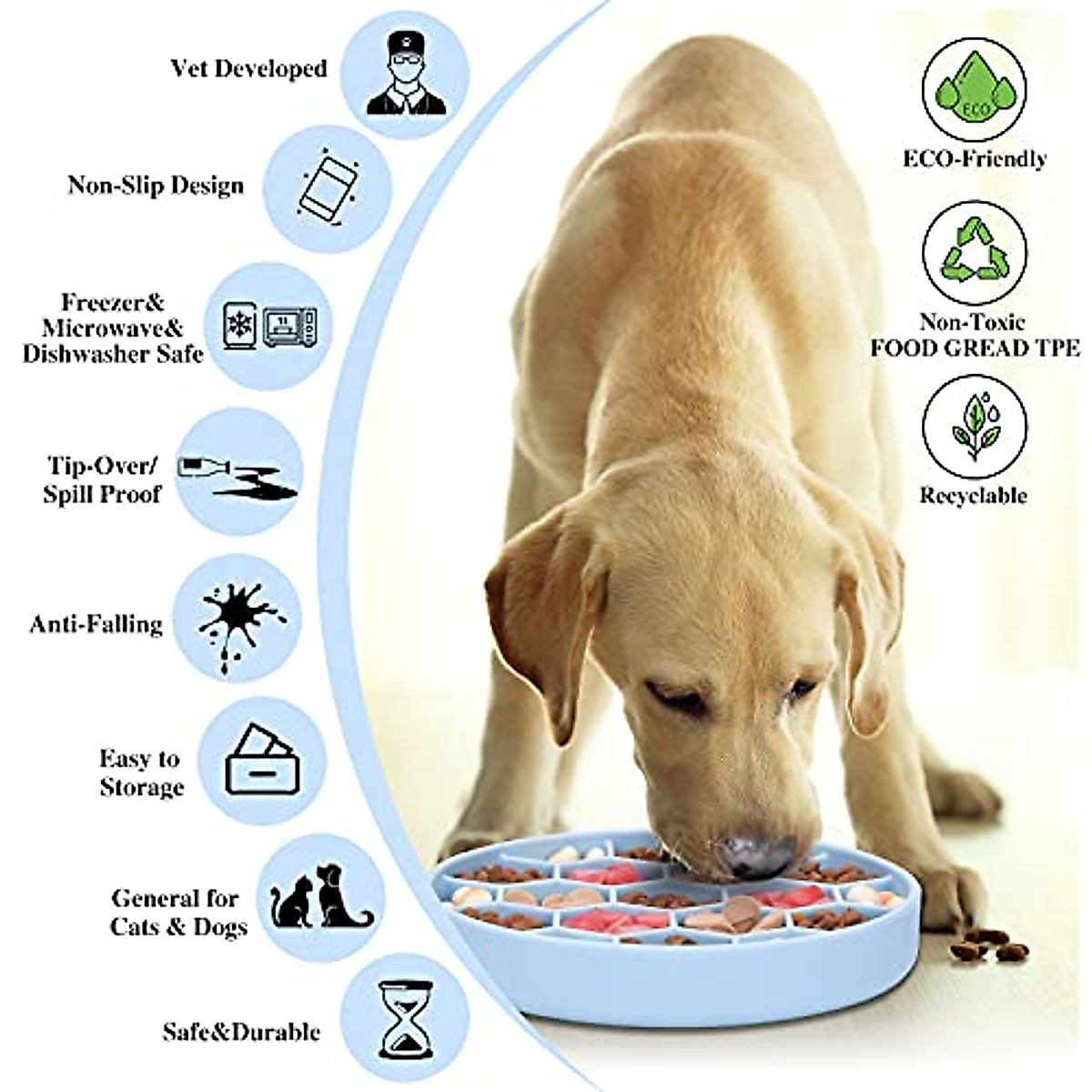 ALLYGOODS Silicone Slow Feeder Dog Bowls Large Breed/Medium Sized Dog/Small Breed - Dog Food Bowls for Large/Medium/Small Sized Dog - Dog Dishes for Big/Large/Medium/Small Breed Dogs Slow Feeder