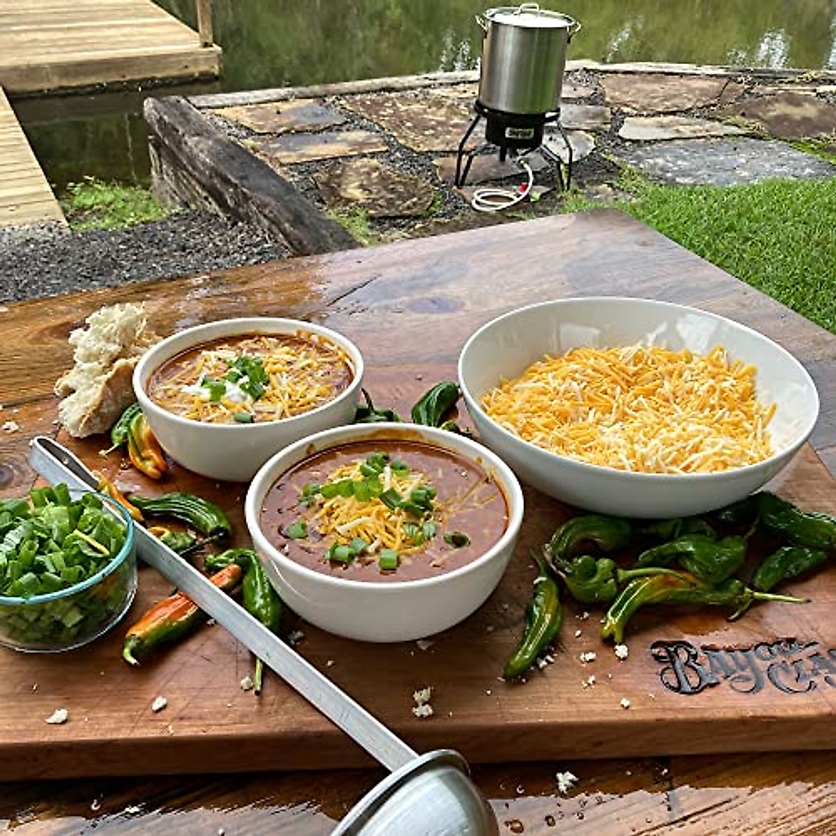 Bayou Classic 1440 40-qt Economy Stainless Kettle Features Heavy Duty Welded Handles for Secure Handling Domed Lid Perfect For Large Batch Cooking of Soups Stews Chili and Gumbo