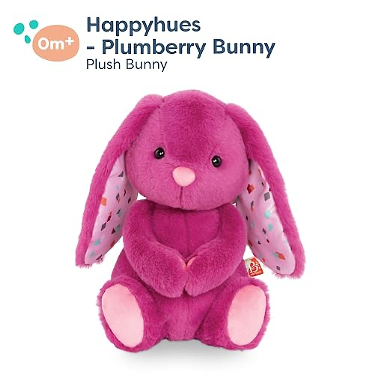 B. toys- B. softies- 12" Plush Bunny- Super Soft Stuffed Animal- Washable Rabbit Toy- for Babies, Toddlers, Kids-Happy Hues- Plumberry Bunny- 0 Months +