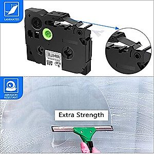 GREENCYCLE Extra Strength Adhesive Black on White Label Tape Compatible for Brother TZE-S221 TZS221 AZES221 0.35 " 9mm for PT-E550W PT2430PC 1890C PT-D210 PTP300BT PT-1010 PTH100 PTH110 D200-60 Pack