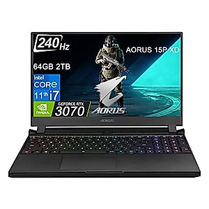 GIGABYTE AORUS 15 XD 15.6" 240Hz (64GB RAM, 2TB PCIe SSD, Intel 8-Core i7-11800H (Beat Ryzen 7 5800H), RTX 3070 8GB) Gaming Laptop, Thunderbolt 4, RGB Backlit Keyboard, Webcam, Windows 11 Home - 2022