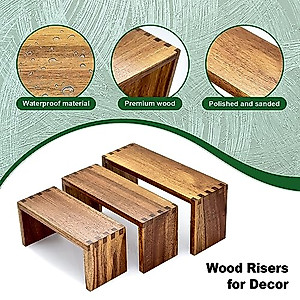 Acacia Wood Risers for Display Cupcake Stand for 24 Cupcakes, GIPIDER Perfume Stand NOT Acrylic Riser, Countertop Cup Cake Tier Stand Bathroom Organizer, Wood Riser NOT Acrylic Display Stands