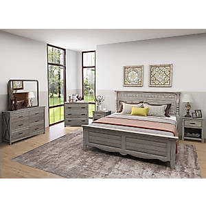 LTMEUTY Wooden Bedroom Set - 3 Pieces Dresser and Night Stands with Drawers, Bedroom Storage Chest of Drawers, Farmhouse Style Bedroom Furniture, Grey