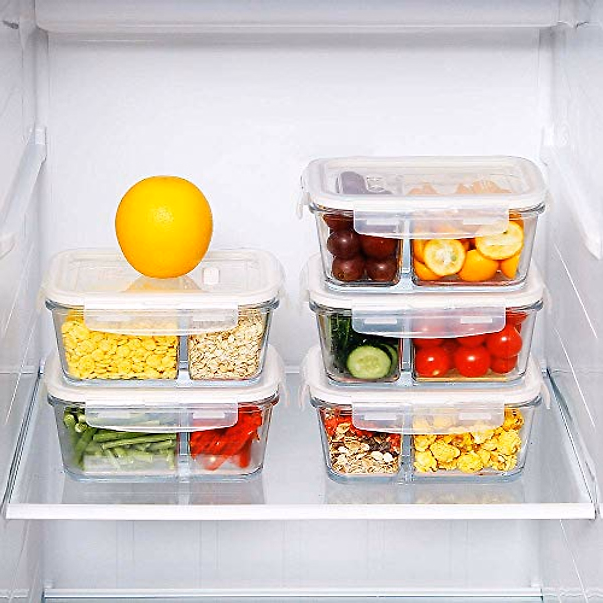 3 Pack 33.8oz Bento Box Meal Prep Glass Containers 3 Compartments with Lids Glass Food Storage Containers Glass Lunch Containers Glass Food Prep Containers with Lids Lunch Box Snack Container for Oven