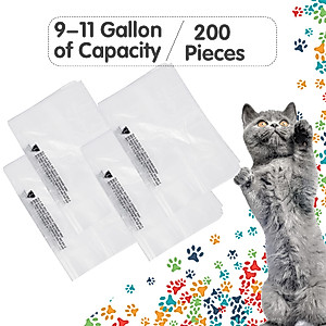Harloon 200 Count Cat Litter Liner Bags Waste Drawer Liners Replacement 9-11 Gallons Liner Bags Jumbo Litter Box Liner Compatible with Litter-Robot 3/4 for Cat Kitten Pan Waste Bin Disposal
