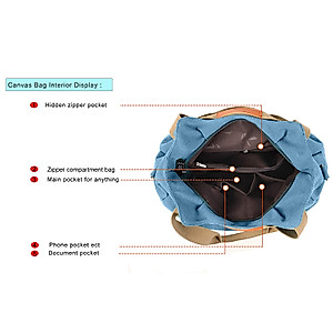 Chikencall® Women Bags Casual Vintage Hobo Canvas Mulit-Pocket Daily Purse Top Handle Shoulder Tote Shopper Christmas Handbags Black