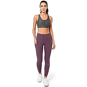 Yvette Seamless Post Surgery Sports Bra - Medium Support Zip Bra,Wireless Supportive,Comfortable，Grey, Medium