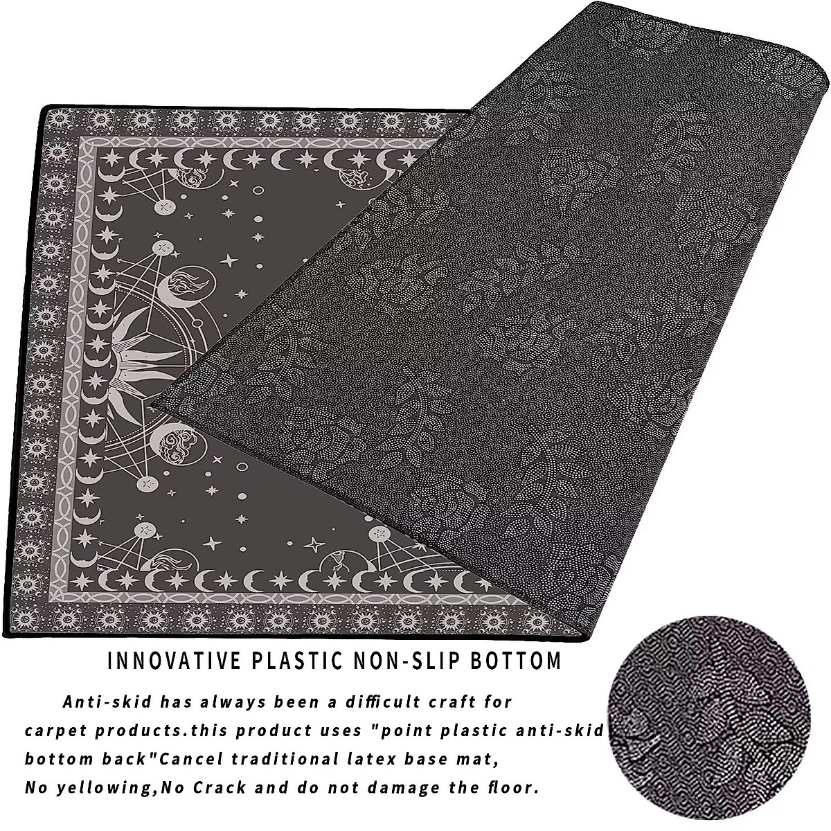 CERYUEE Sun and Moon Rug Boho Area Rugs for Bedroom Dorm Living Room Bohemian Celestial Occult Crescent Solar Stars Galaxy Floor Mat Pad Doormat Carpet,63'' X 31'',Tundora