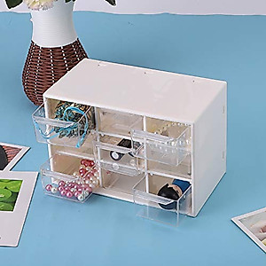 TOPINCN Drawer Storage Cabinet Plastic Jewelry Cosmetic Storage Box Portable 9 Lattice Mini Cabinets Drawer(White)