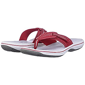 Clarks Women's Brinkley Jazz Flip Flop, red Synthetic, 7 Medium US