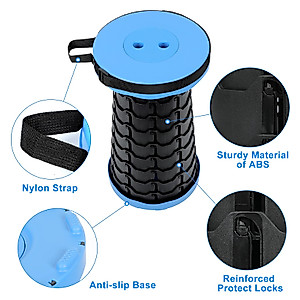 VOLIXOD Foldable Telescoping Stool Portable, Retractable Stool for Adults, Upgraded Collapsible Folding Seats with Load Capacity 550lbs, Camping Stools for Adults