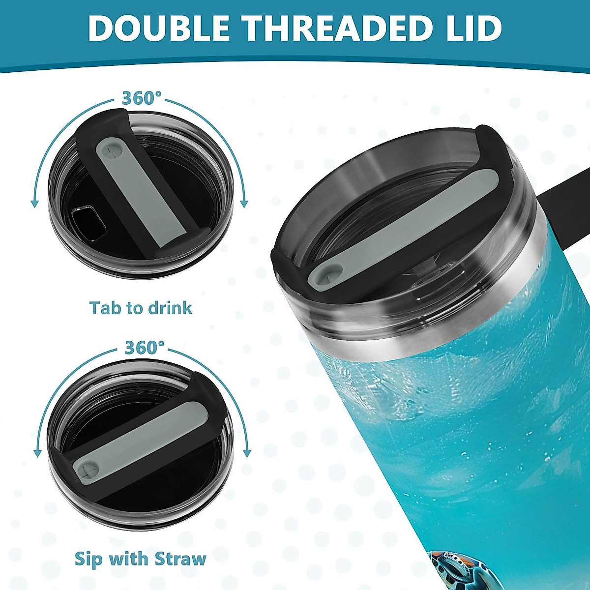FRCSDIY Sea Turtle Insulated Tumbler with Handle and Straw Lid,30oz Leakproof Stainless Steel Cup BPA-Free Water Bottle