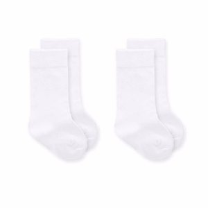 Jefferies Socks Baby Girls Boys Seamless Cotton Dress Knee High Socks 2 Pair Pack (Newborn - USA Shoe 0-1 - Age 1-3 Months, White)