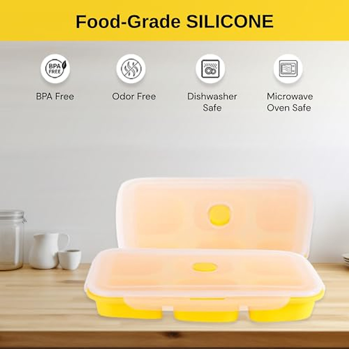 1 Cup SILICONE FREEZER MOLDS with lids, SILICONE STORAGE CONTAINERS, SILICONE MOLDS for Food, Soup Sauce Meal Prep, (BPA Free)