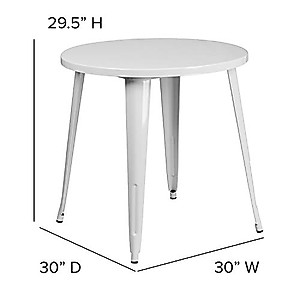 Flash Furniture Commercial Grade 30" Round White Metal Indoor-Outdoor Table