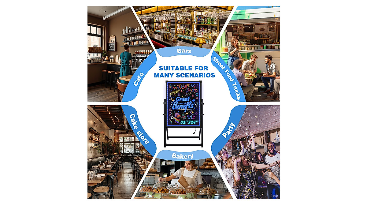 Hosim LED Message Board - Vibrant Neon Sign for Menus & Promotions