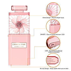 seOSTO Mini Portable Fan Rechargeable,Battery Powered Fan,Handheld Fan With 3 Speeds Electric Fan For Girls Woman Office School Working Home