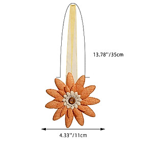 SUQ I OME 1 Pair of Rustic Handmade Sunflower Curtain Clips Curtain Tiebacks Accessory Curtain Holder Curtain Holdbacks for Home Office Decoration(Orange)